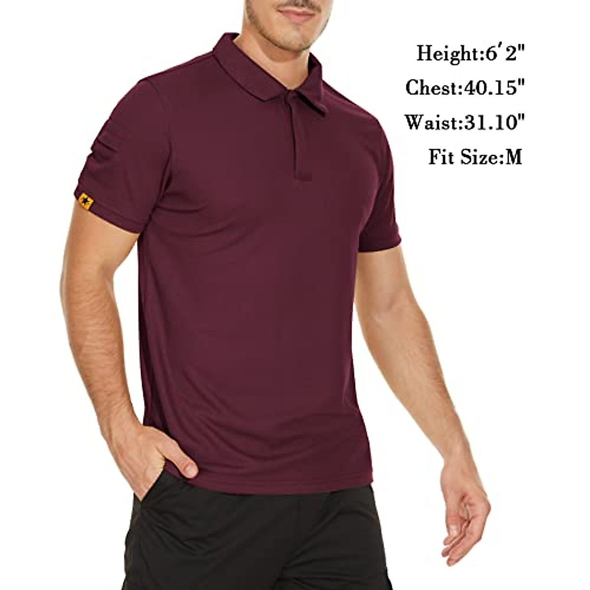 V VALANCH Wine Red Polo Shirts for Men Short Sleeve Summer Collared Golf Polo Athletic Shirts