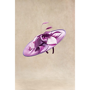 BABEYOND Derby Hats for Women - Fascinators Tea Party Hats Headband Wide Brim Fascinator Wedding Cocktail Flower Feathers Light Purple