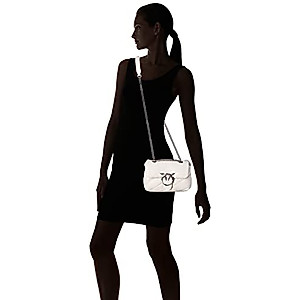 Pinko CROSSBODY BAG IN WHITE PUFF LEATHER WITH LOGO AND SILVER CHAIN ​​ADJUSTABLE SHOULDER STRAP 100039A0F2