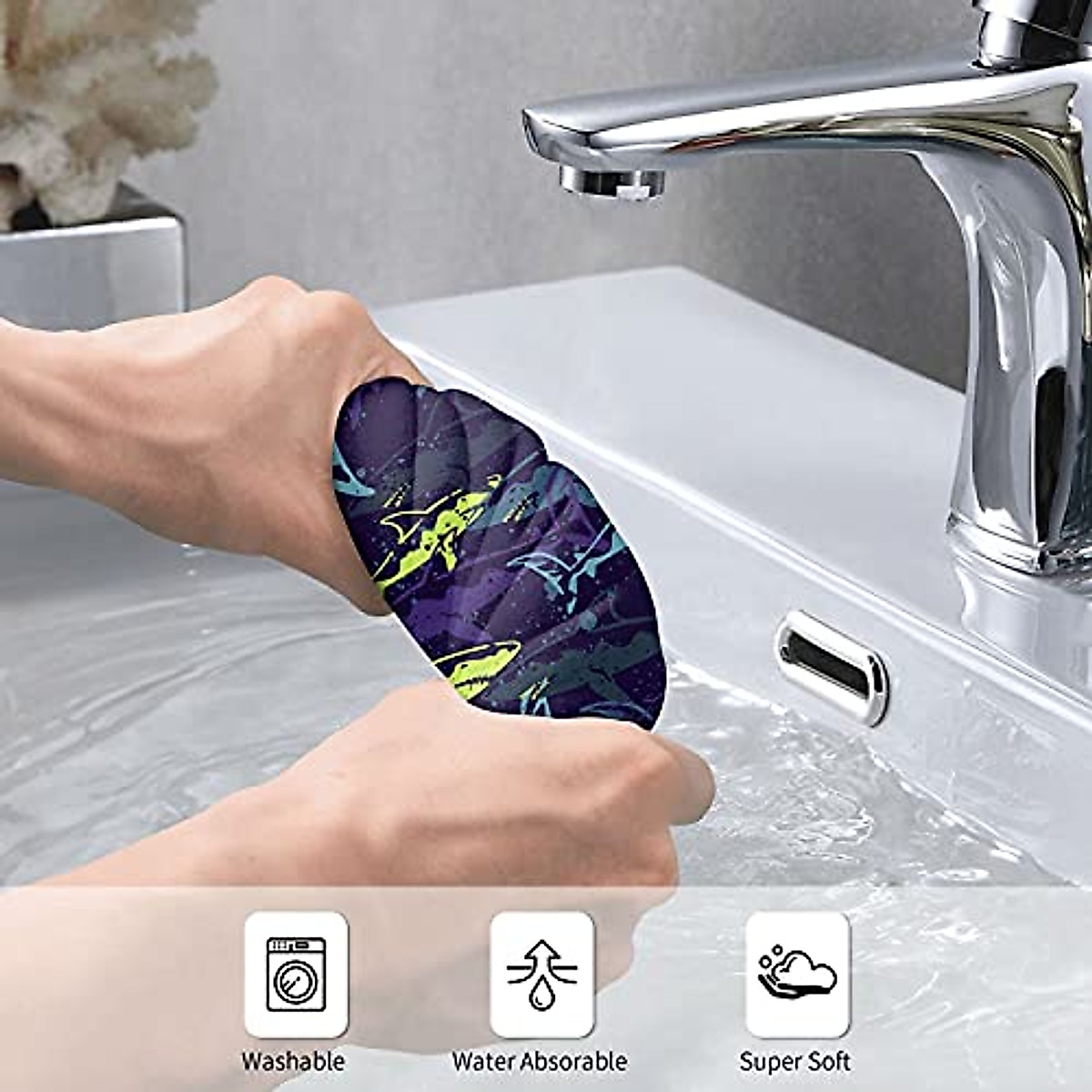 Shark Hand Face Towels Blue Microfiber Towels Soft Bath Towel Absorbent Hand Towels Multipurpose for Bathroom Hotel Gym and Spa Towel 15.7x27.5 Inch