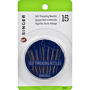 SINGER 00290 Self-Threading Hand Sewing Needles, Assorted, 15-Count