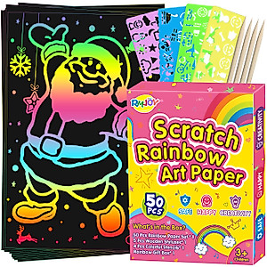 RMJOY Art-Craft Scratch Paper Gifts: Rainbow Magic Art Drawing Pads Art Supplies Set for Kids Teen 4-12 Years Old Preschool Girl Toy Game Gift for Birthday Party Favor|Coloring Fun|DIY Project