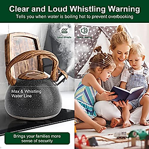 Greenual Tea Kettle, 3.2 Quart Loud Whistling Tea Kettle Stovetop, Food Grade Stainless Steel Teapot for Stovetop, Anti-Rust Tea Pot with Cool Touch Ergonomic Handle(Red)