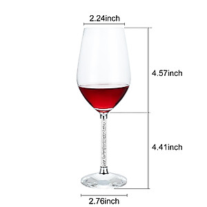 sugarchef Wine Glasses 2 Pieces Long Stem Filled with Crystals Elegant Wine Glasses for Home,Wedding, Parties, Anniversary (Silver)