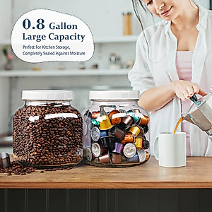 Large Glass Jars 102 oz Wide Mouth Gallon Mason Jars with Airtight Lid, Durable Glass Food Storage Jars, Clear Quart Mason Jars For Canning, Fermenting, Pickling, Storing