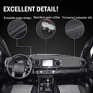 SENSHINE for Toyota Tacoma Accessories 2016-2022 2023 Dashboard Cover Center Console Cover Dash Mat Carpet Protector Sunshield Cover Custom Fit, All Gray