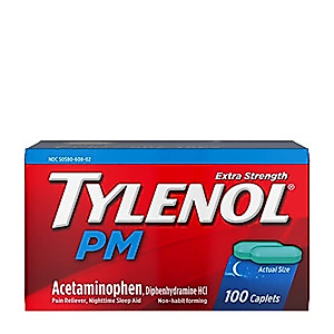 Tylenol PM Extra Strength Pain Reliever & Sleep Aid Caplets, 500 mg Acetaminophen, 100 ct