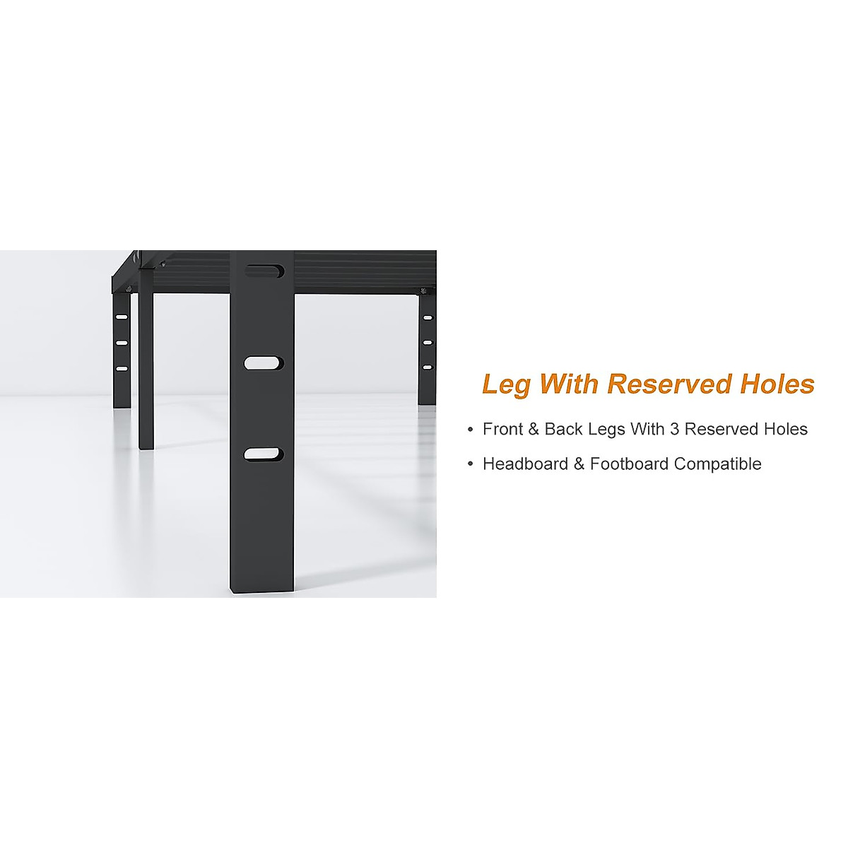 YUSENHEEI Queen Size Bed Frame 16 Inches High Metal Platform Bedframe with Slat Strips Easy Assembly Heavy Duty Strong No Need Box Spring Noise Free Non-slip Large Storage Space Underbed