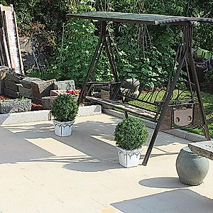 Set of 2 -Pre-Potted Artificial Potted Shrubs UV Resistant,24" Artificial Boxwood Topiary Ball Tree,for Indoor and Outdoor Home Garden(Green)