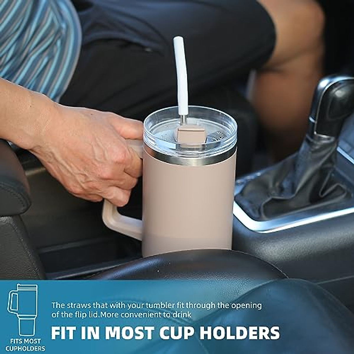 Boraijoe 40 oz Tumbler with Handle and Straw,Reusable Stainless Steel Water Bottle Travel Mug Insulated Cup,Double Wall Vacuum 100% Leak-proof Travel Coffee Mug(Jade Green)