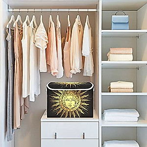 RunningBear Sun Large Storage Bins with Lid Collapsible Storage Bin Household Basket Boxes Decorative Storage Boxes for Living Room Office