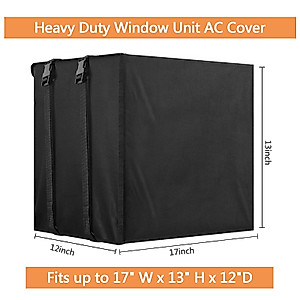 Sunolga Air Conditioner Covers for Window Units, Window Air Conditioner Cover with Water Resistant and Windproof Design - 17W x 13H x 12D Inches, Black