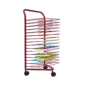 Fermoirper Art Drying Rack - Sturdy Paint Drying Rack with 16 Shelves Ideal for Prolific Painters Suitable for Home Classroom Studio and More A2 A3 A4 Size Compatible Easy to Move with Wheels
