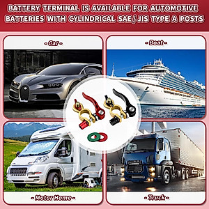 Battery Terminal Connectors 1 Pair, Battery Terminals Brass (M8 x 25mm Bolt), Battery Cable Ends Quick Release, Car Battery Terminal with Anti-Corrosion Pad for Car, caravan, truck, boat by XIOGZAXI