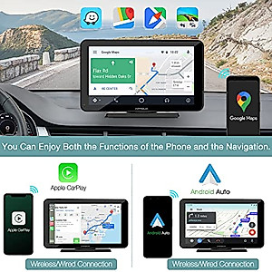 2023 Newest CarPlay Unit & Android Auto, APHQUA 7 Inch IPS 1080P Touch Screen Car Stereo with Backup Camera, Bluetooth, Mirror Link, Google, Dash or Windshield Mount