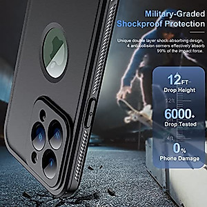 Temdan [Real 360 for iPhone 13 Pro Max Case Waterproof, Built-in 9H Tempered Glass Camera Lens & Screen Protector [Dustproof] [Dropproof][IP68 Underwater] Full-Body Shockproof Phone Case-Black