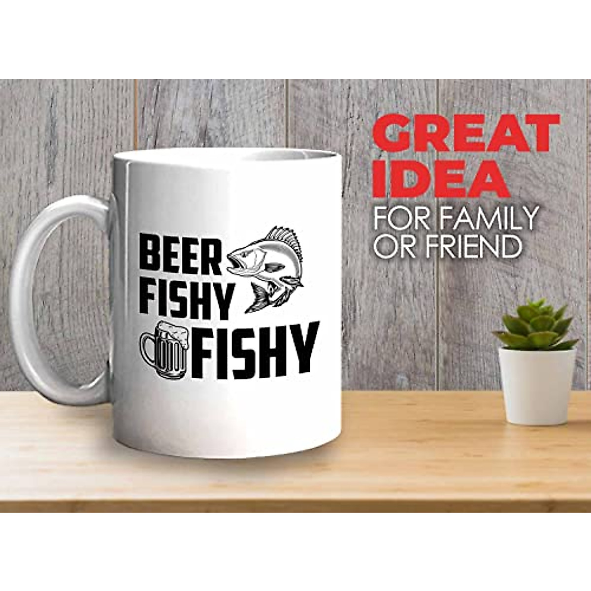 Fisher Coffee Mug 11oz White - Beer Fishy Fishy - Fisherman Funny Witty Fish River Fishing Lures Flounder Net Alcoholic Lover
