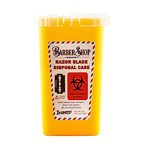 Minkissy Blade Dispenser Case Razor Blade Disposal Case Barber Shop Storage Bank Container for Used Razor Blades Yellow