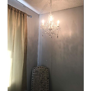 gypsy color The Original Brink House Plug-in 4 Light Crystal White Hanging Chandelier H17.5”xW15”, White Metal Frame with Clear Glass Stem and Acrylic Crystals