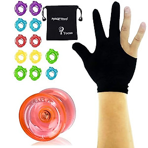 MAGICYOYO K2 Crystal Orange Professional Responsive Yoyo Ball with Yo Yo Bag+ Yo-yo Glove+ 12 Yoyos Strings Kit, Plastic Yo-yos