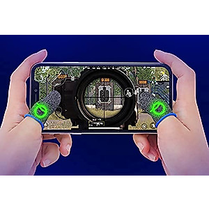 QQQ Black Fiber Yellow Stripe Gaming Gloves for Sweaty Hands Finger Sleeves for Mobile Game Controllers (Pack of 2) Anti-Sweat Breathable Thumb Finger Sleeve for PUBG, Rules of Survival, Free Size