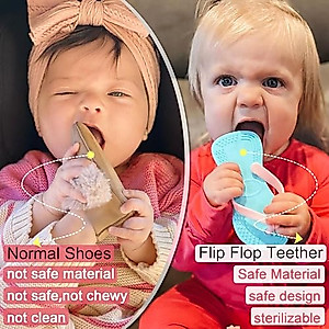 Smily Mia Flip-Flop Teething Toys, Silicone Teether for 3M+, Chewing Toys for Babies Teething Pain Relief, Silicone Baby Shoes, Right Foot Pink