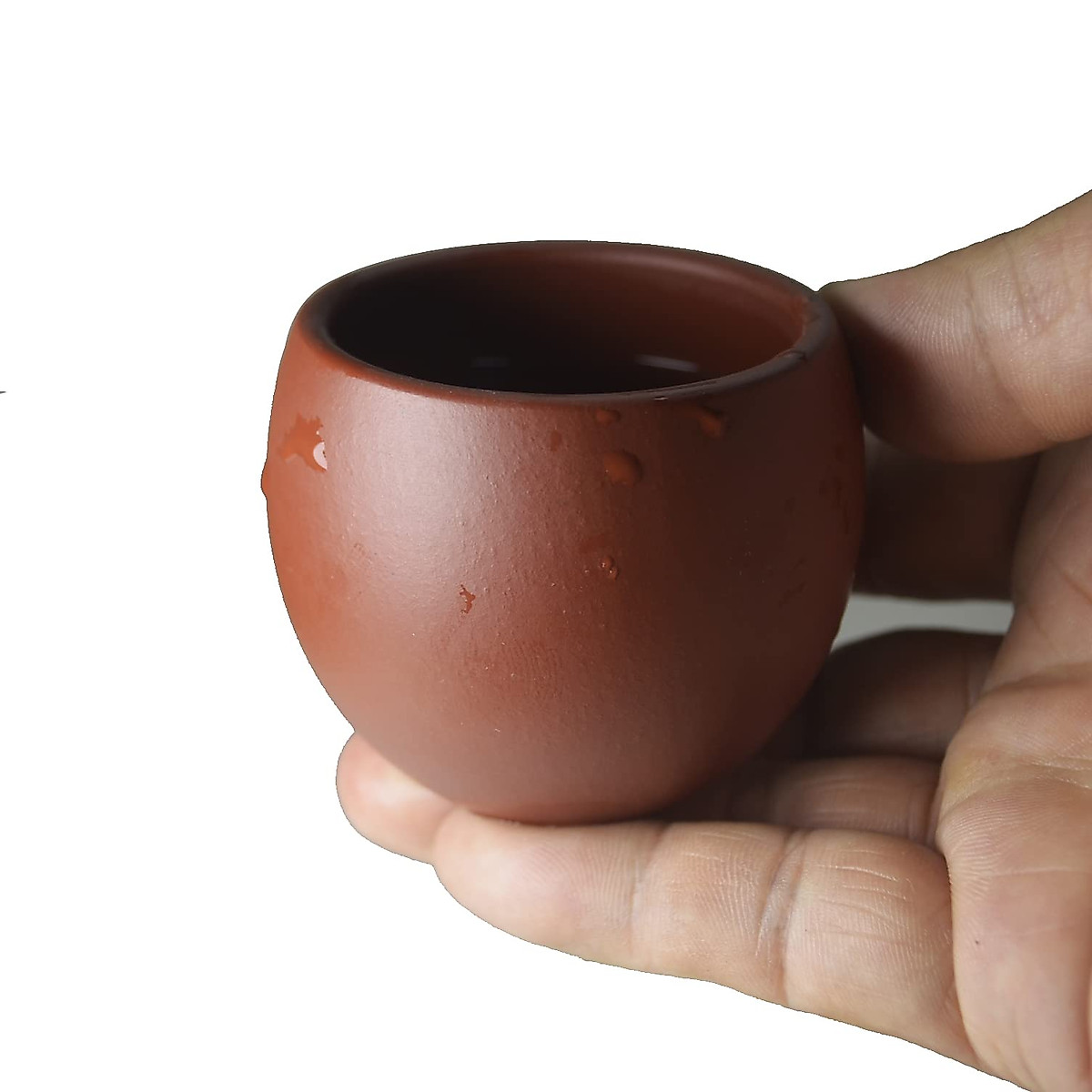 YXHUPOT Teacup 2pcs Chinese Clay Genuine Red Dahongpao Zisha GongfuTea Cups 80ml (Round drum red)