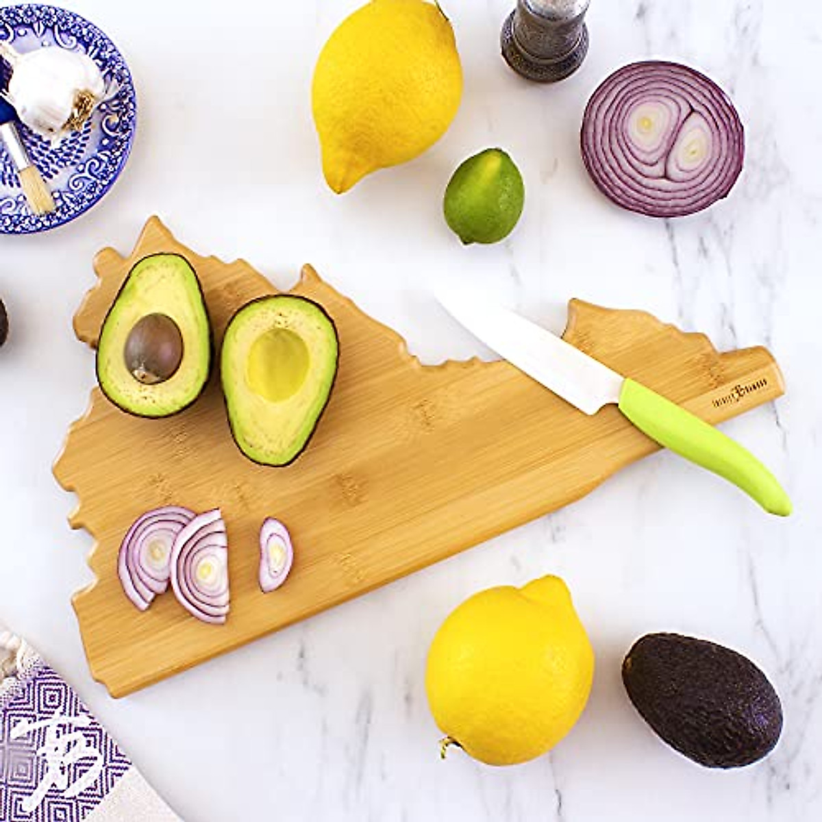 Totally Bamboo Destination Virginia State Shaped Serving and Cutting Board, Includes Hang Tie for Wall Display