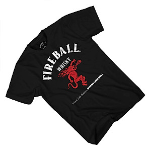 Fireball Mens Cinnamon Whisky Shirt Cinnamon Whisky Logo Shirt Graphic Shirt (Black, Medium)