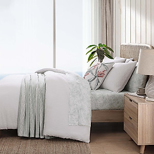 Tommy Bahama - Queen Duvet Cover Set, Soft Bedding with Matching Shams, Basketweave Textured Home Decor (Wicker Solid White, Queen)