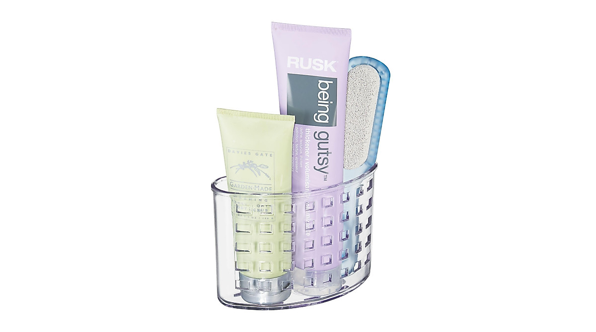iDesign Small Clear Suction Organizer for Bathroom Storage