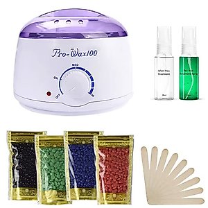 Wax Warmer, Portable Electric Hair Removal Kit for Facial &Bikini Area& Armpit- Melting Pot Hot Wax Heater Accessories Total Body Waxing Spa or Self-waxing Spa in Home for Girls & Women & Men