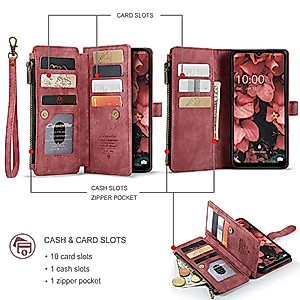 REEGINCH Samsung Galaxy A13 5G Case, Samsung A13 4G Wallet Case for Women Men, Durable PU Leather Case Magnetic Flip Zipper Card Holder Wristlet Strap Kickstand Phone Case for Samsung Galaxy A13, Red