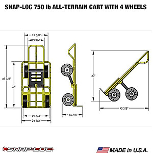 All-Terrain Hand CART 4 Wheel with 750 lb Ccapacity and 10 inch Airless Wheels