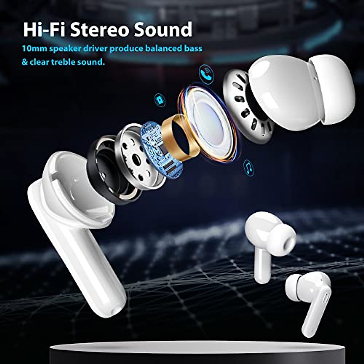 Wireless Earbuds Bluetooth 5.2 in-Ear Headphones for Samsung Z Fold4 Flip3 iPhone 14 Pro Max 13, Noise Cancelling Mic Bass Sound Sport Headset Galaxy S23 S22 S21 A54 A53 A14 Oneplus 11 10 Pixel 7 Pro