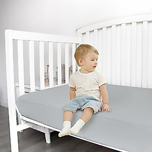 Stretchy Crib Sheets for Boys Girls, 2 Pack Baby Crib Sheets Fitted for Standard Crib and Toddler Bed Mattress 52" x 28", Soft and Breathable Fitted Crib Sheets Neutral, Grey