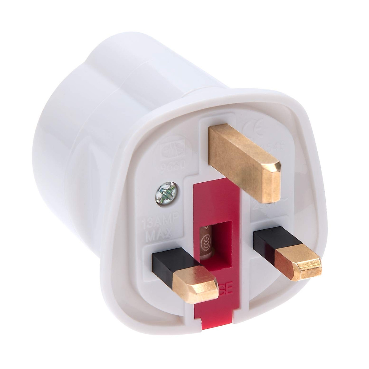 EU to UK Adapter Schuko Euro Socket 2 Pin to 13 Amp 3 Pin Plug Type C to Type G | International Universal European Europe Travel Adaptor Adopter | for Mobile Phone Tablet Laptop | 1 x White