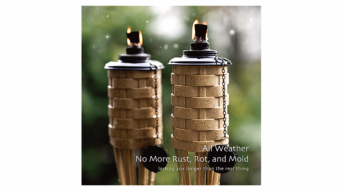ONETHATCH Bamboo Torches, Outdoor Citronella Torch (Weathered Color ...