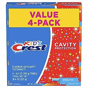 Crest Kids Cavity Protection Toothpaste, Sparkle Fun Flavor, 4.6 oz 4 Pack
