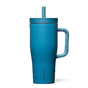Corkcicle Cruiser Insulated Tumbler with Handle & Straw, North Shore, 22 oz – 100% Leakproof Cupholder Friendly Water Bottle Keeps Drinks Cold 20hrs