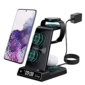 Aukvite for Samsung Wireless Charger, 3 in 1 Wireless Charging Station for Samsung S22 Ultra/Z Flip 4/Fold 4/S22+/S21/S20, Samsung Watch Charger for Galaxy Watch 5 Pro/4/3/Active 2, Galaxy Buds Pro 2