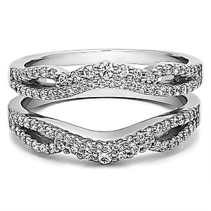 TwoBirch 0.57 Ct. Double Infinity Wedding Ring Guard Enhancer in Sterling Silver (CZ or MOISSANITE) (Cubic Zirconia, 7)