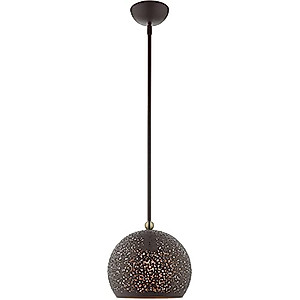 Livex Lighting 49181-07 1 Light Bronze Pendant Black W/ Antique Brass Accents