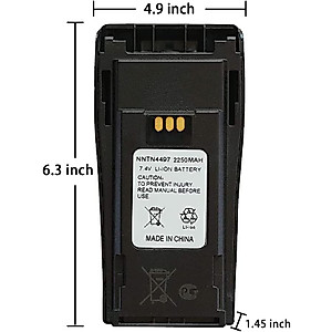 Teseko NNTN4497CR NNTN4497DR NNTN4496 7.4V 2250mAh Li-ion Battery for Motorola CP040 CP140 CP150 CP160 CP180 CP200 CP200D CP250 CP380 PR400 EP450 EP450S DEP450 GP3688 GP3188 with Belt Clip