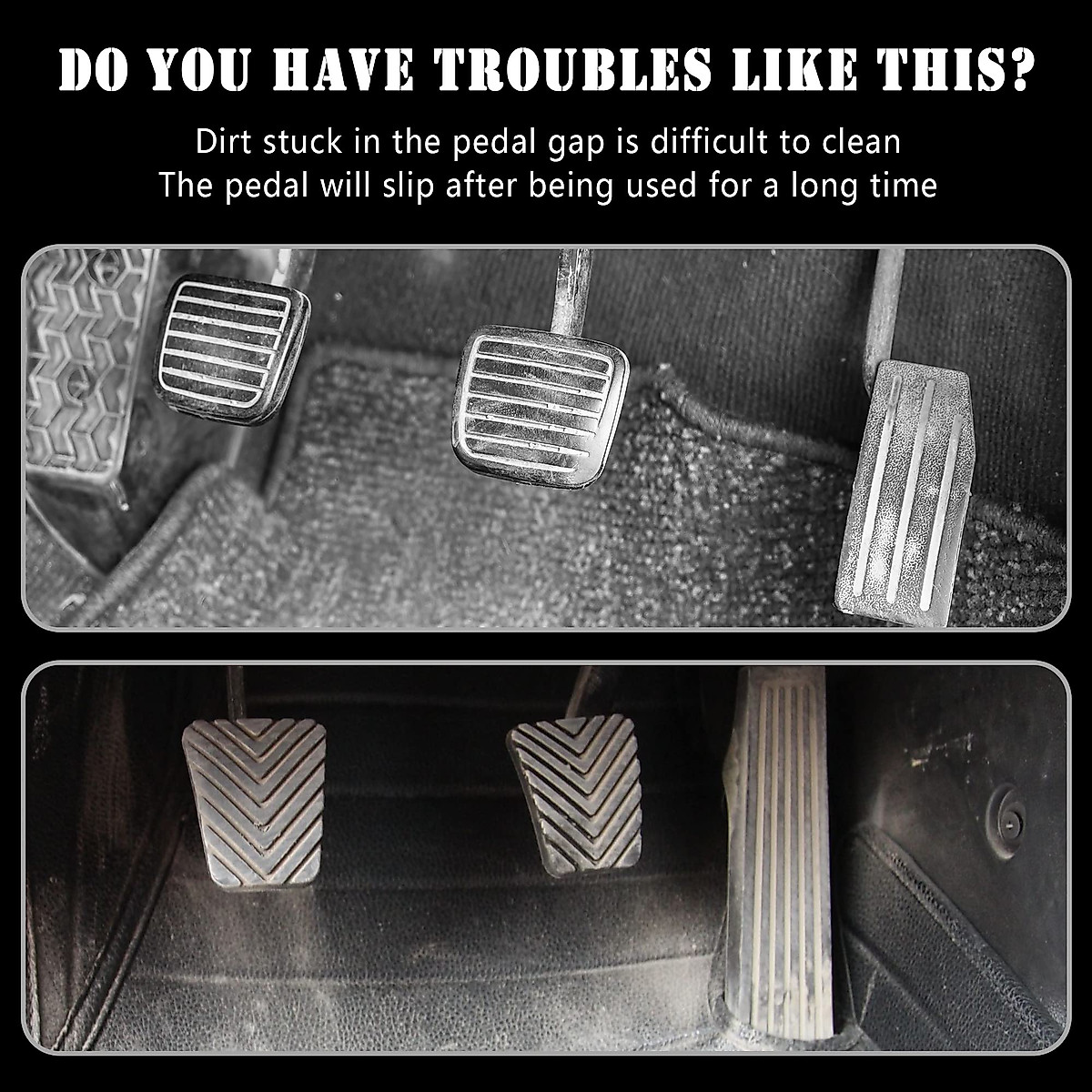 Aokdom Upgrade Non-Slip Foot Pedal Covers Set for Gas Fuel Petrol Clutch Foot Pedals,Aluminum Car Decor for Car Safety,Universal Car Accessories (Silver)