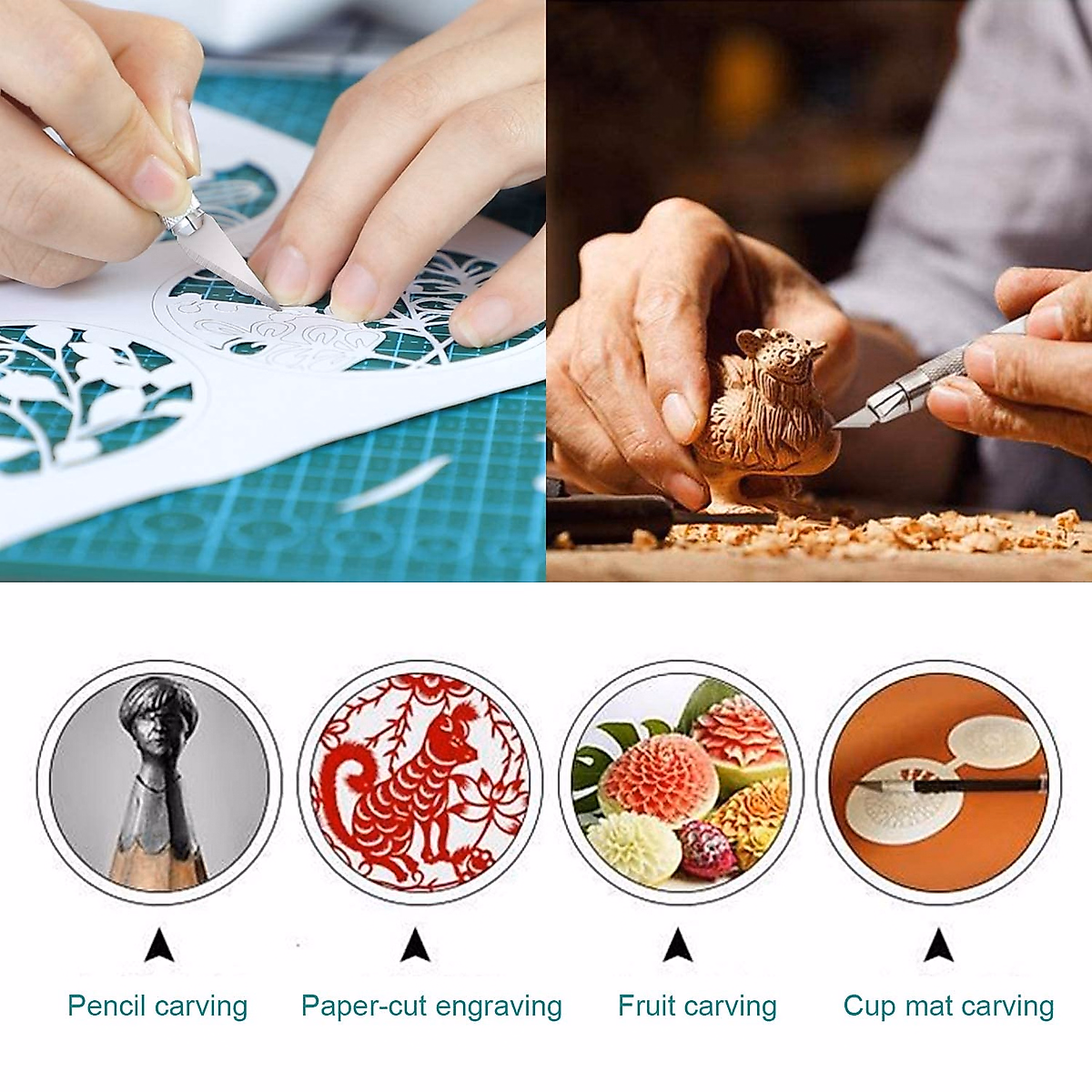 125 PCS Precision Hobby Knife Kit,110 PCS Carving Blades with 2 Handles, 11PCS SK5 Art Blades with 1 Handles, Cutting Board, Steel Rule, Craft Knife Set for DIY Art Work, Scrapbook.