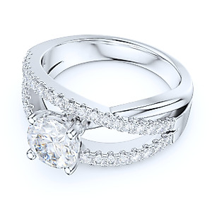 PRSTANI Sterling Silver Women's Criss Cross Ring with 1CT Simulated Round Diamond Crossover Infinity Twisted Engagement Ring (6.5)