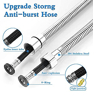 Ikaufen Handheld Bidet Sprayer for Toilet Adjustable Water Pressure Control Bidet Hose Attachment for Bathroom Shower Spray Stainless Steel Cloth Diaper Sprayer Kit…