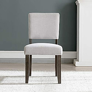 Leick Home 10186BB/HG Upholstered Back Dining Chair with Wood Base, Set of 2, for Dining Room, Blackbean and Heather Gray