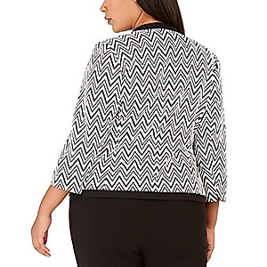 Kasper Women's Plus Size Zig ZAG Knit Fly Away Jacket, Black Multi, 14W